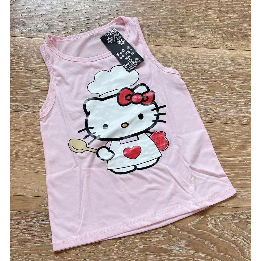 kids girls fashion sando cartoon print sleeveless kitty for 1-5 yrs old ...