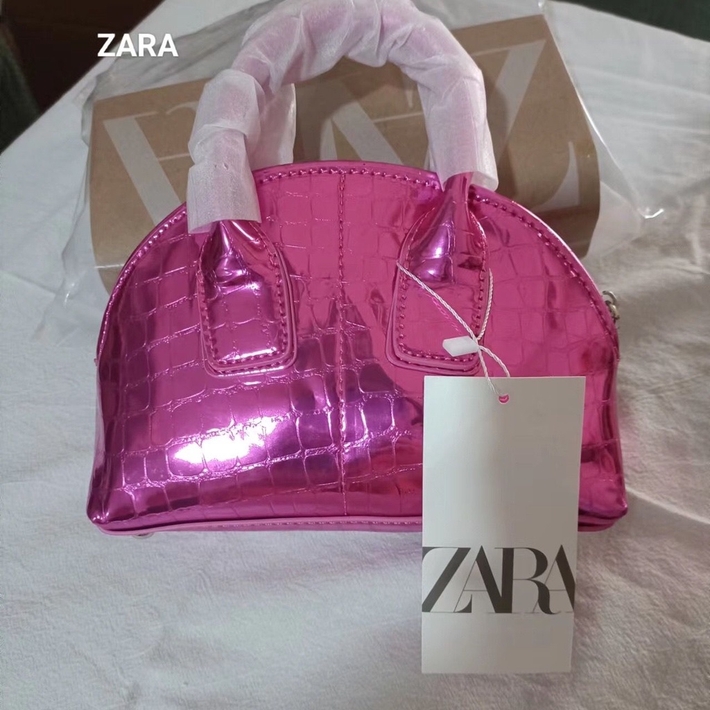ZARA women's bag handbag fashion chain bag shoulder messenger bag shiny ...
