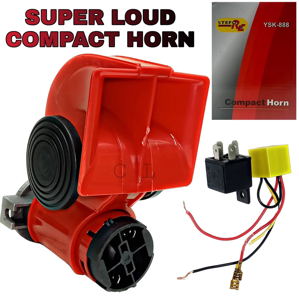 COMPACT2 LOUD HORN W/ RELAY 12V | Shopee Philippines