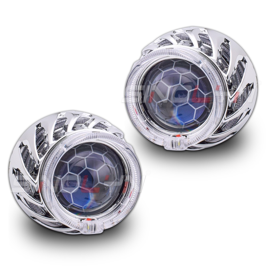H4 H7 Headlight Bi-xenon Spiral Angel Eyes Honeycomb Soccer Etching ...