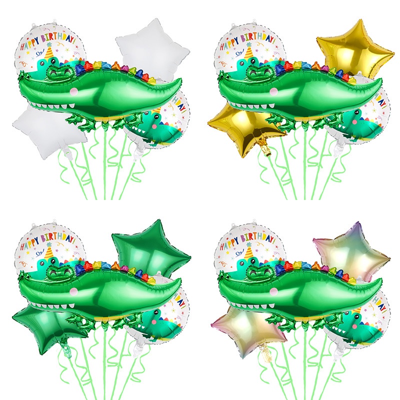 Large Cartoon Green Crocodile Aluminum Film Balloon Jungle Marine ...