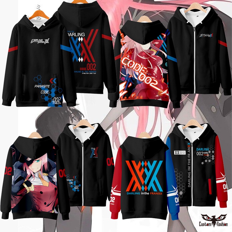 【CustomFashion】Anime Zipper Hoodie Darling In The Franxx Girl Zero Two ...