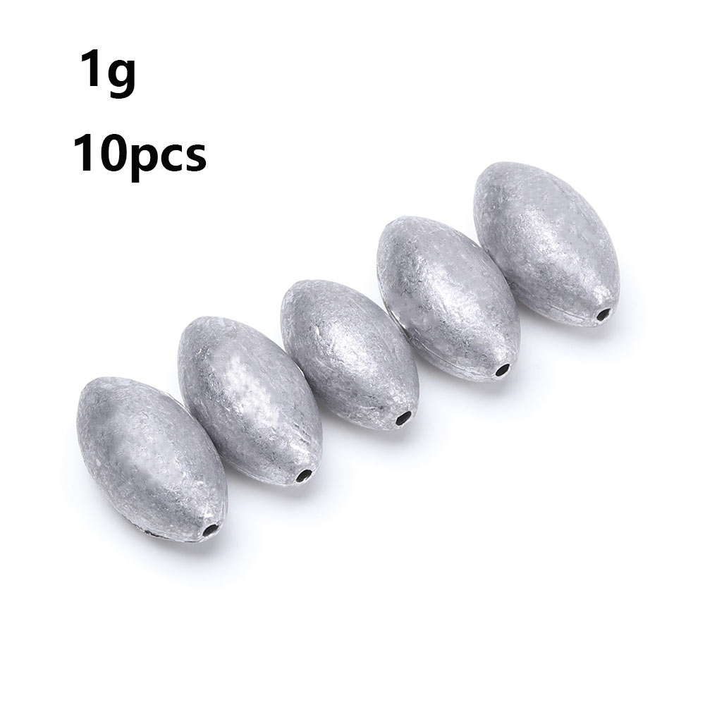 MAYSHOW 5/10Pcs High Quality Fishing Lead Fall Additional Weight Sinker Olive Shaped Weights ...