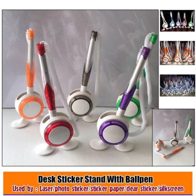 Desk sticker stand with ballpen for office , company logo | Shopee ...