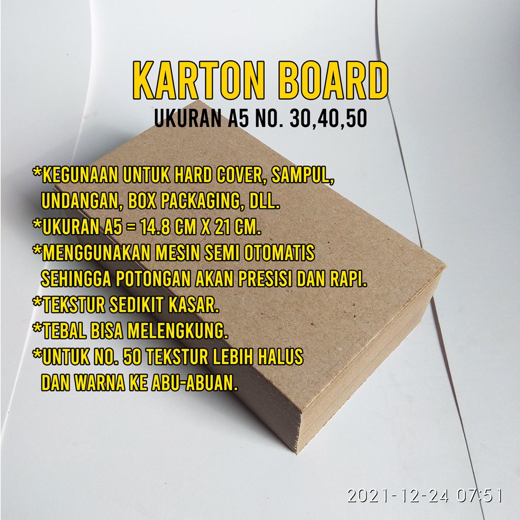 Cardboard Board Size A5 No. 30,40,50 - Yellow Board A5 - Paper ...