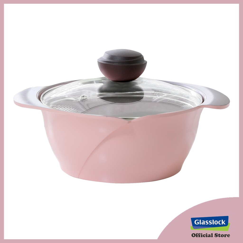 Chef Topf by Glasslock La Rose 20cm Casserole with Glass Lid (CAR20CPG ...