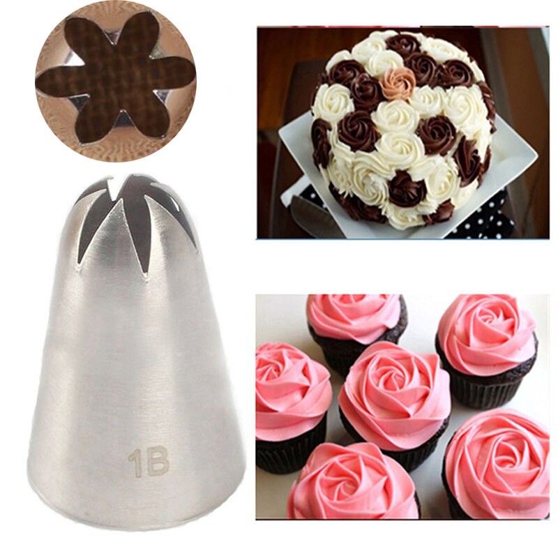 UEEZON 1PCS 6 Teeth #1B Large Piping Nozzle Stainless Steel Icing Tips Piping Nozzles Cookie ...