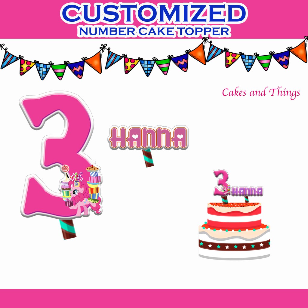 Number Cake Topper SET C - Little Pony/Hello Kitty/Nautical/Minecraft ...