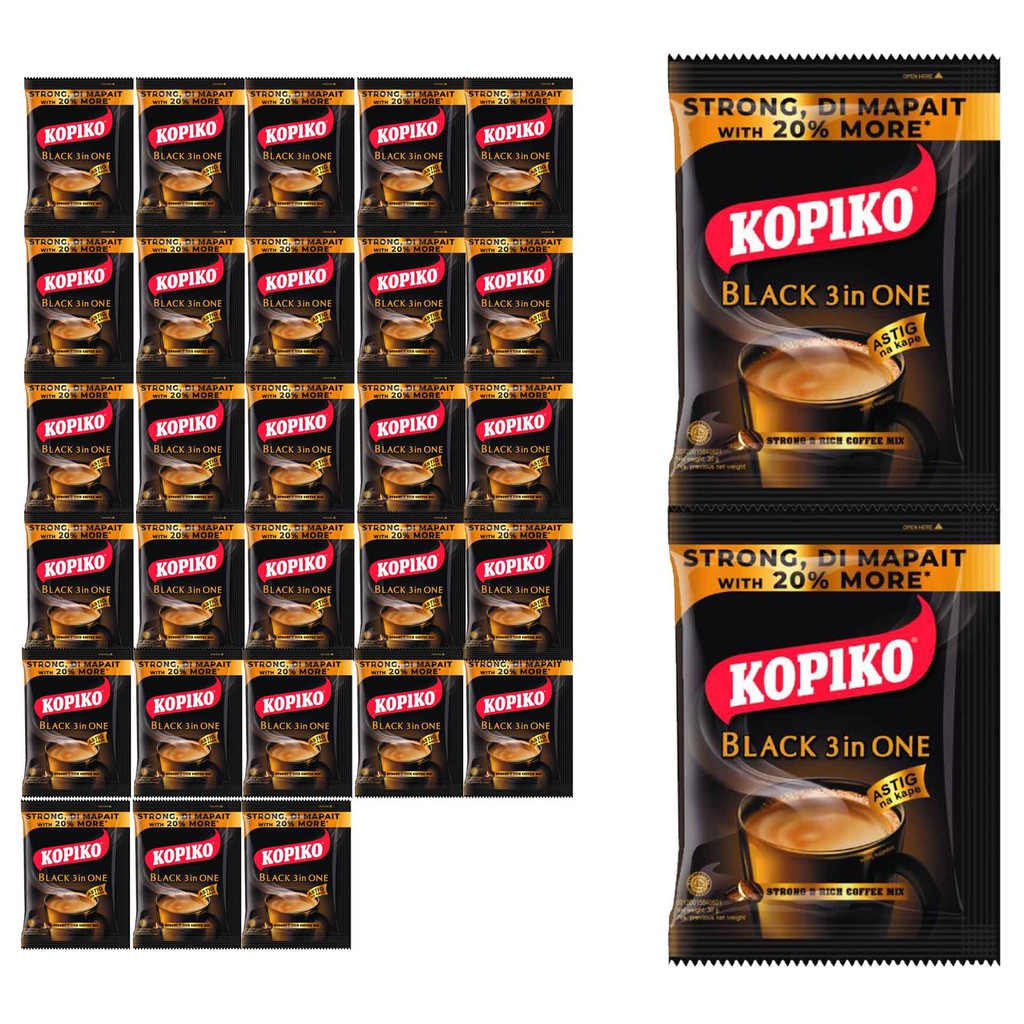 Kopiko Black 3 In 1 Coffee Pouch (30 Packs x 30G) | Shopee Philippines