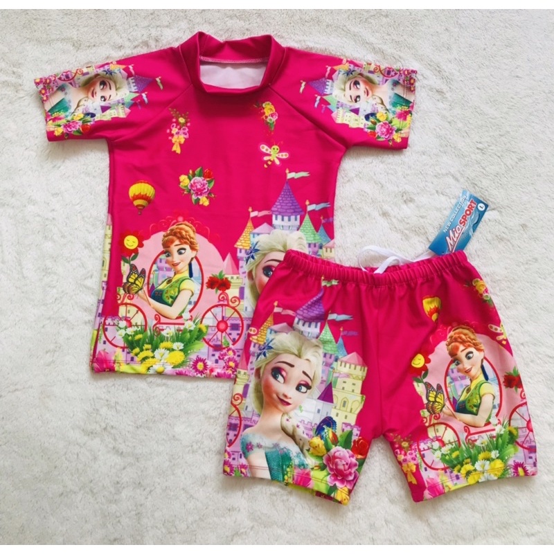 Esa Princess Short Sleeve Swimsuit with Shorts for Girls (All Sizes ...