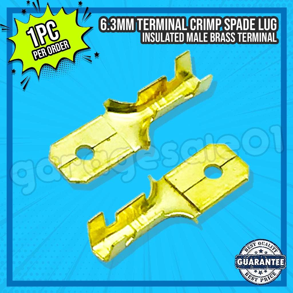 6.3mm Terminal Crimp Spade Lug Insulated Male Brass Terminal ( Per ...