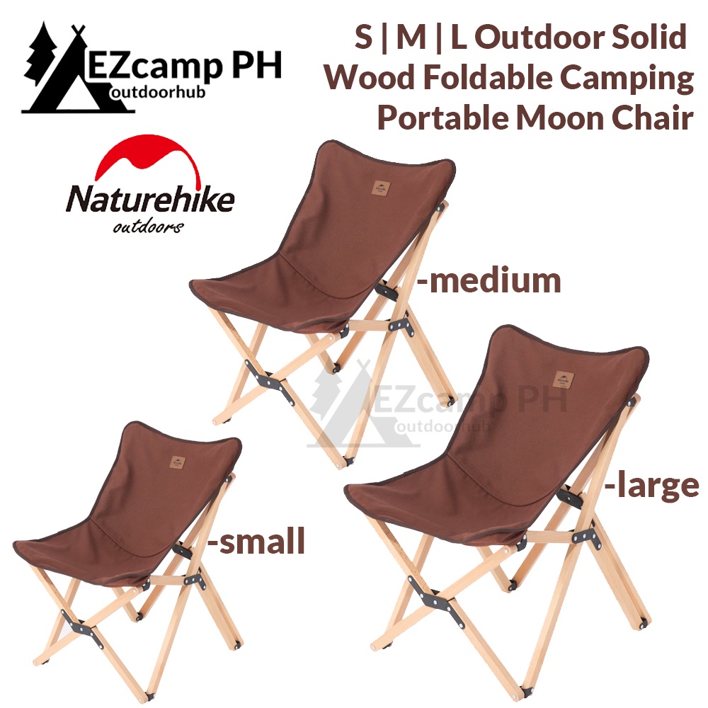 Naturehike Outdoor Portable Folding Wooden Fabric Camping Moon Chair Solid Wood Heavy Duty ...