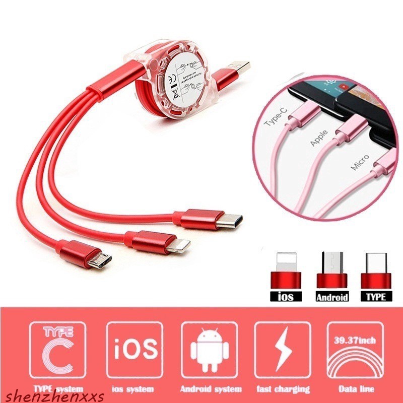 syt 3a Triple Telescopic Data Cable / Liquid Silicone Type C / Usb ...