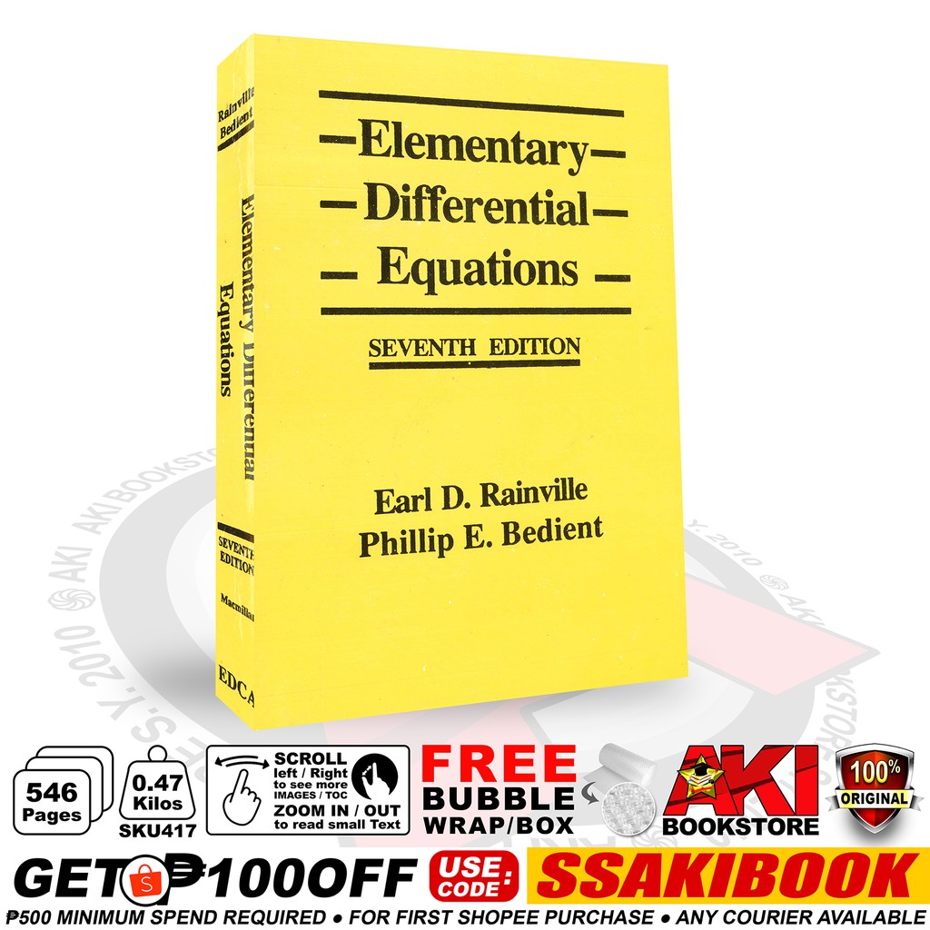AUTHENTIC Elementary Differential Equations Seventh Edition © 1989 ...
