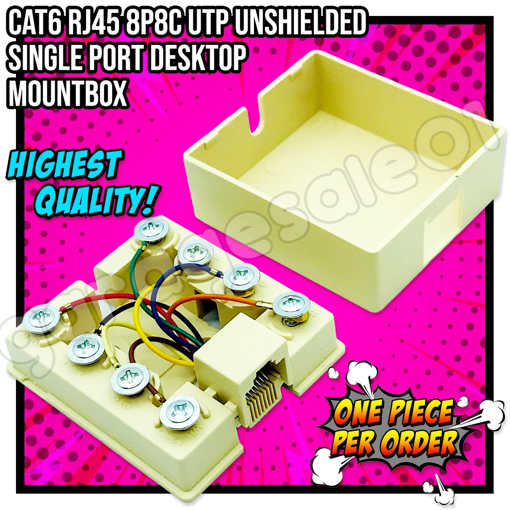 Cat6 RJ45 8P8C UTP Unshielded Single Port Desktop Mount Box | Shopee ...