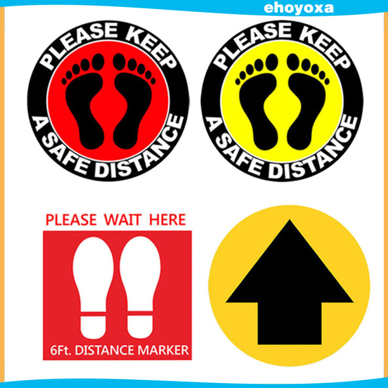 5 Pieces Social Distancing Floor sticker Floor Sign Waterproof Round ...