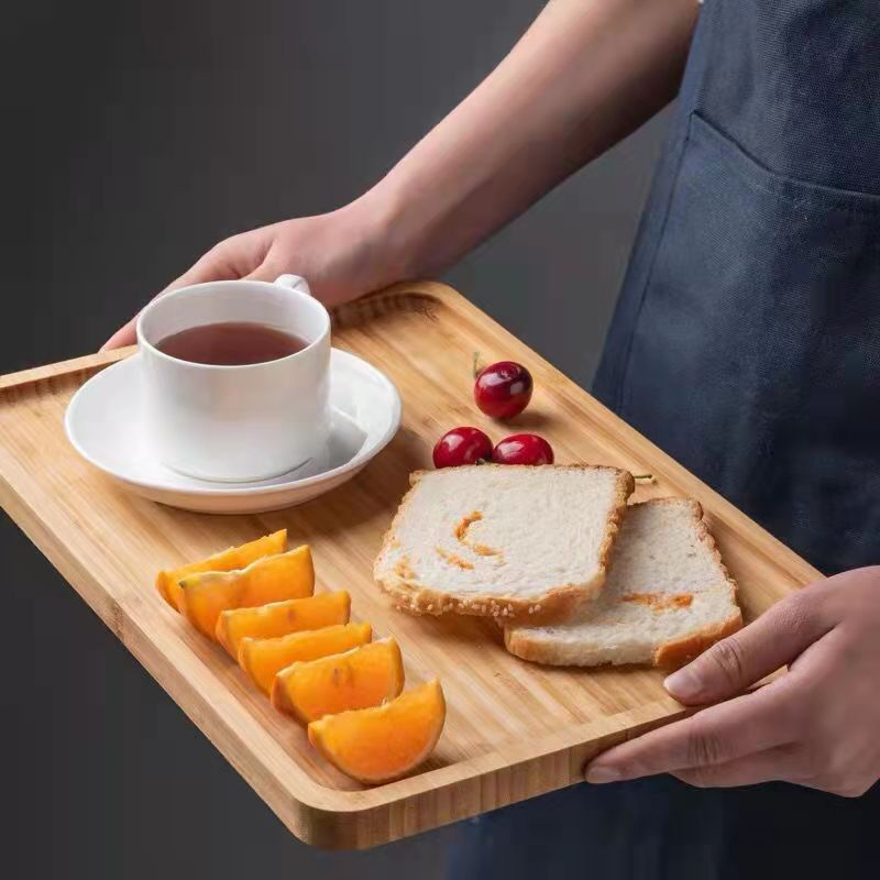 Bamboo Serving Tea Tray– Wooden Platter Serveware Tray for coffee ...