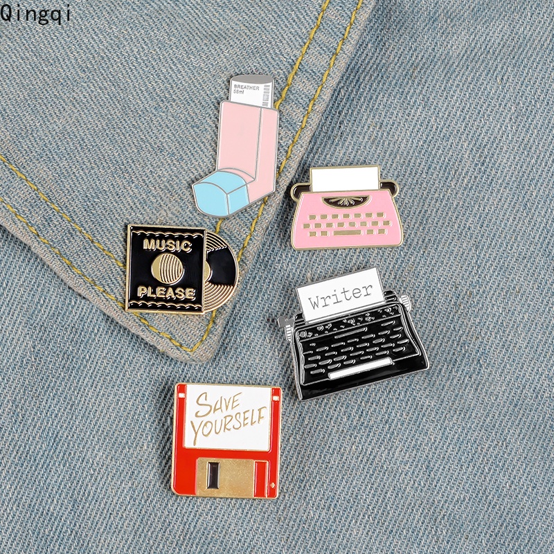 Vinyl Record Typewriter Enamel Pin Brooches Clothes Lapel Pin Vintage ...