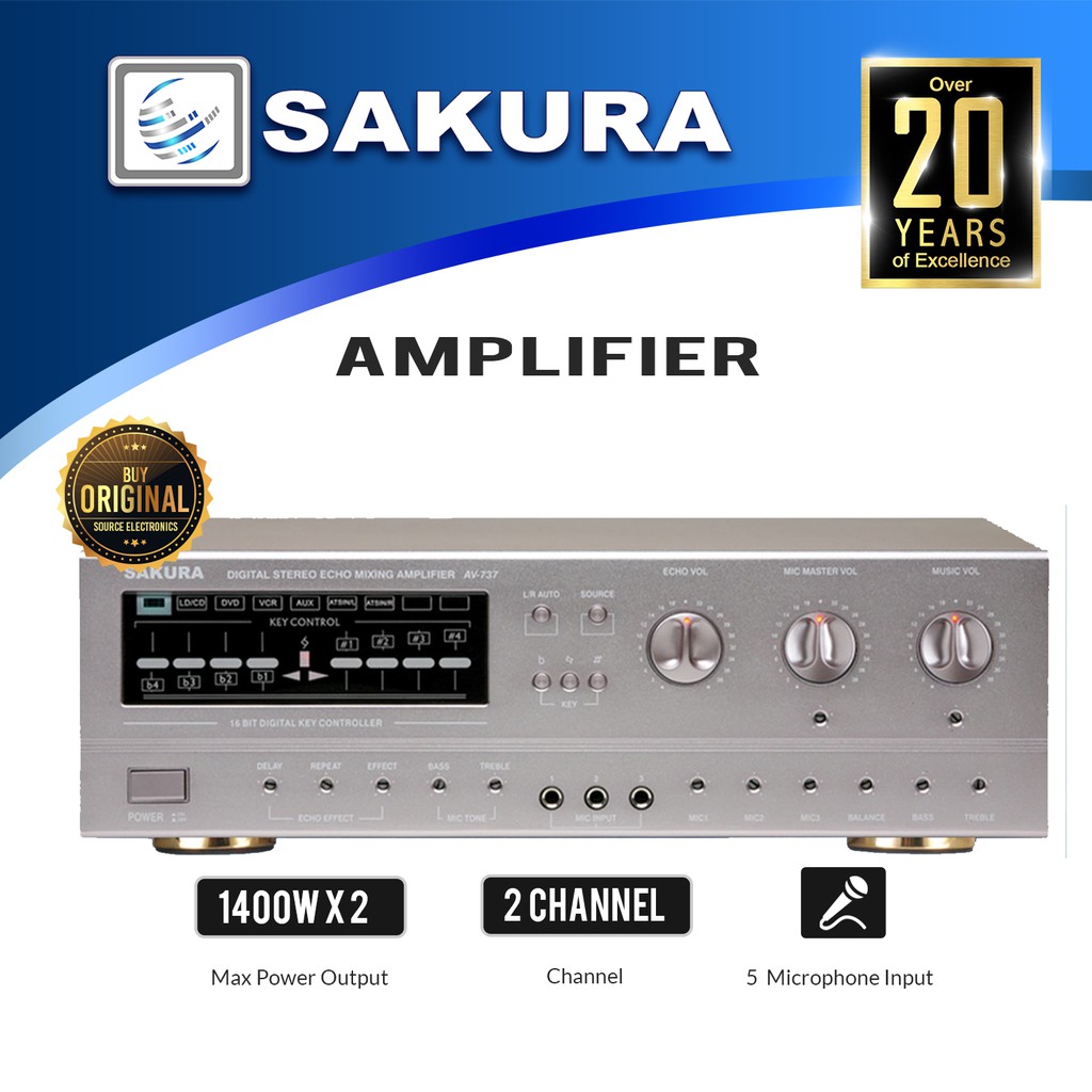 Sakura AV-737 1400W X 2 Stereo Echo Mixing Amplifier | Shopee Philippines