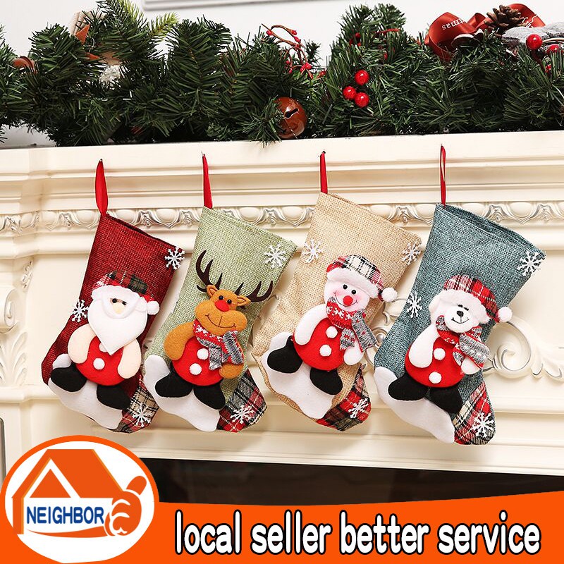 【In Stock】 Christmas Stocking Noel Christmas Decorations for Home Candy ...