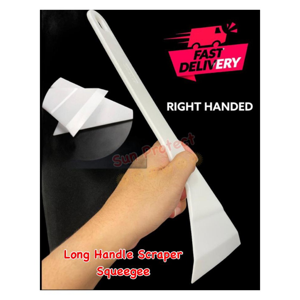 3M-Boss Triangular long handle scraper squeegee white hard card for right handed window tinting ...