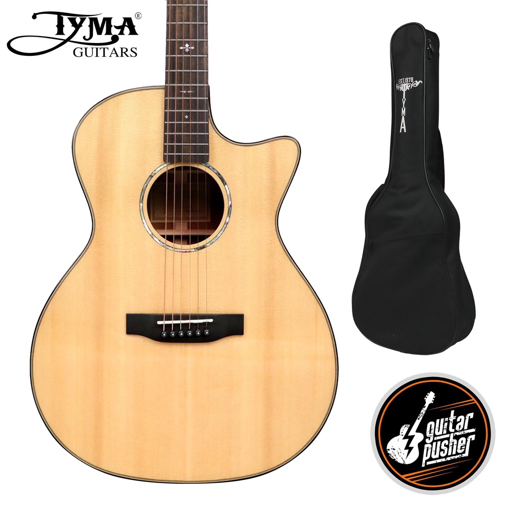 Tyma Tg-10E Solid Sitka Spruce Top African Peach Core Grand Auditorium ...