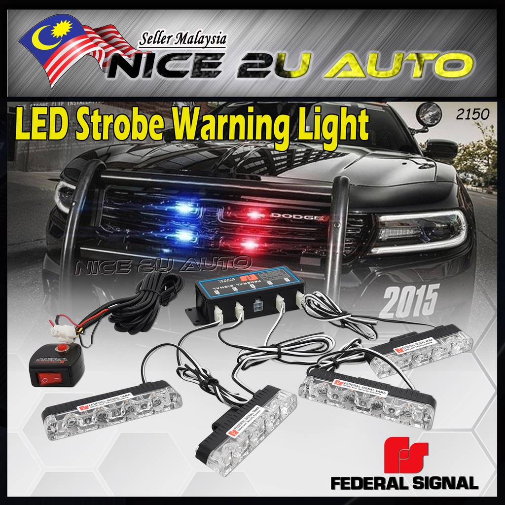 4Pcs 4 LED Car Emergency Warning Strobe Flashing Light Federal Signal ...