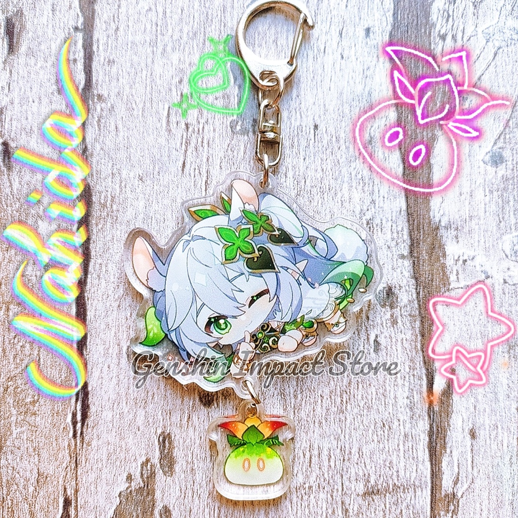 Nahida game Genshin Impact M4 character keychain (printed in the middle ...