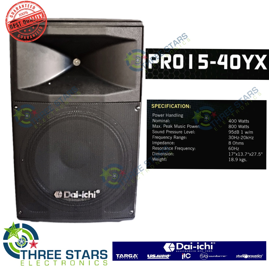 Dai Ichi Pro15 - 40YX Professional Loudspeaker System 800 watts peak 15 ...