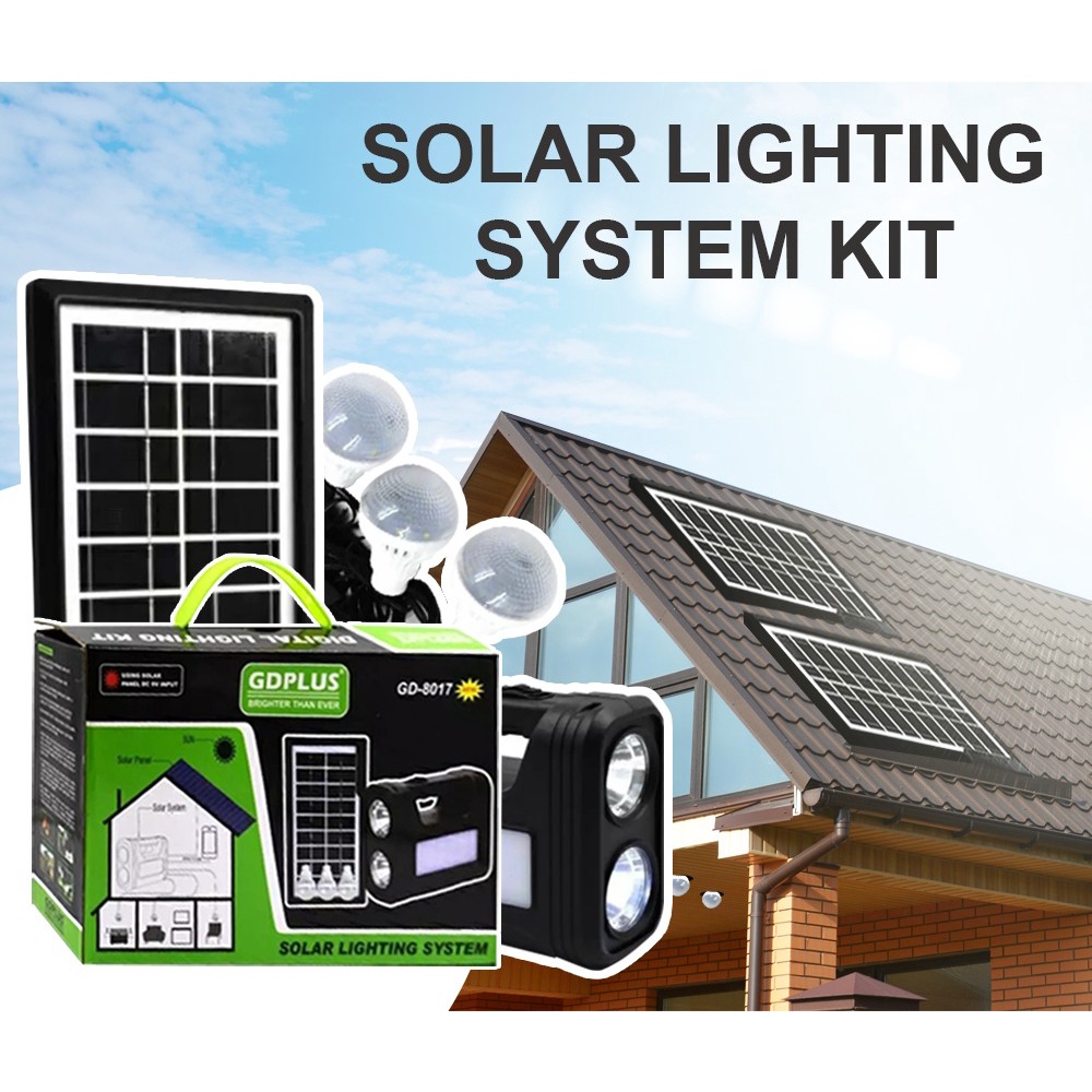EREM Portable Solar Lighting System with 3 Bulbs Mobile Lightning Kit ...