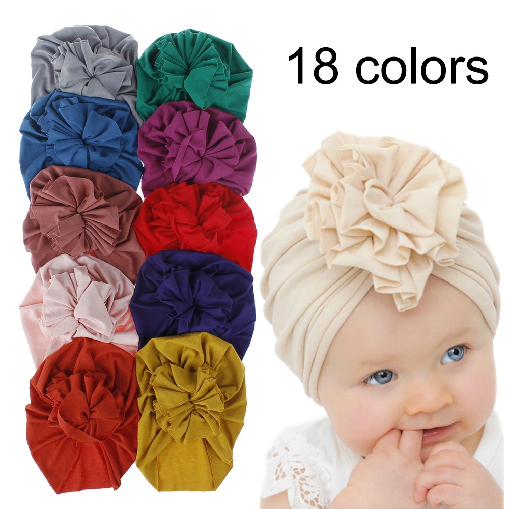 Flower Baby Turban Hat Cotton Soft Kids Beanie Newborn Infant Baby Cap ...