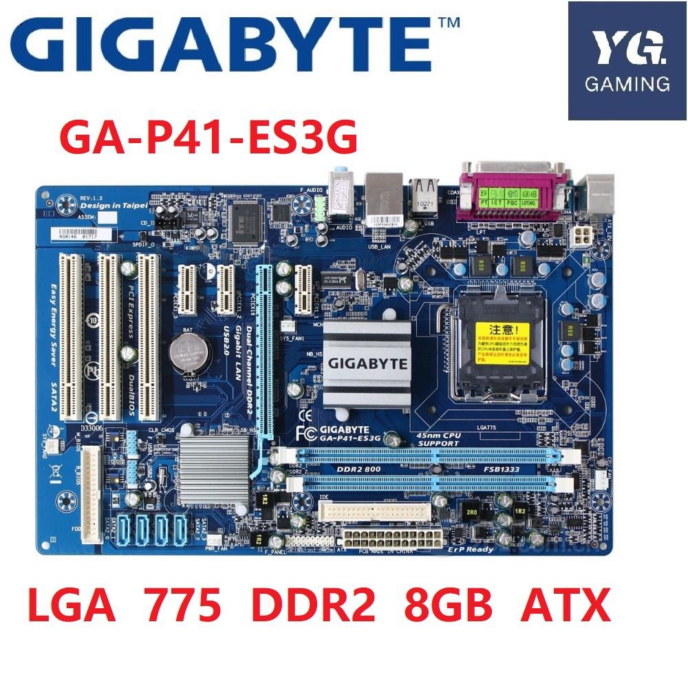GIGABYTE GA-P43-ES3G Desktop Motherboard P43 Socket LGA 775 DDR2 16G ...