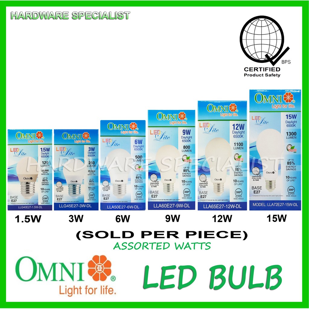 Omni LED Lite Bulb 1.5w, 3w, 6w, 9w, 12w OR 15w Original Authentic ...