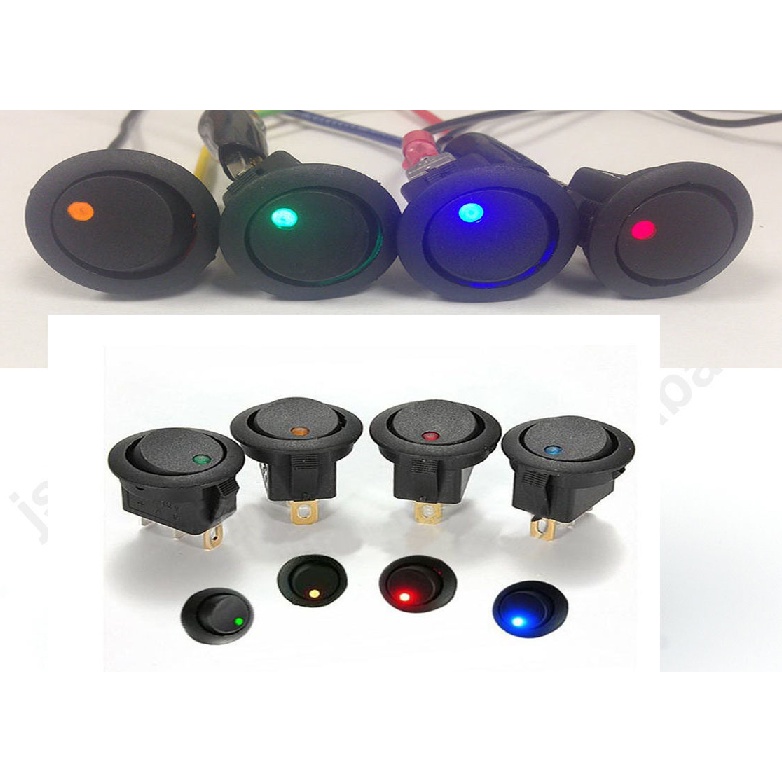 20A 12V ON/OFF Round Rocker Switch Led ILLUMINATED Dot Switch For Car ...