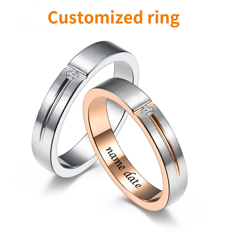 Customized Name Ring Titanium Steel Couple Matte Face Hand Jewelry ...