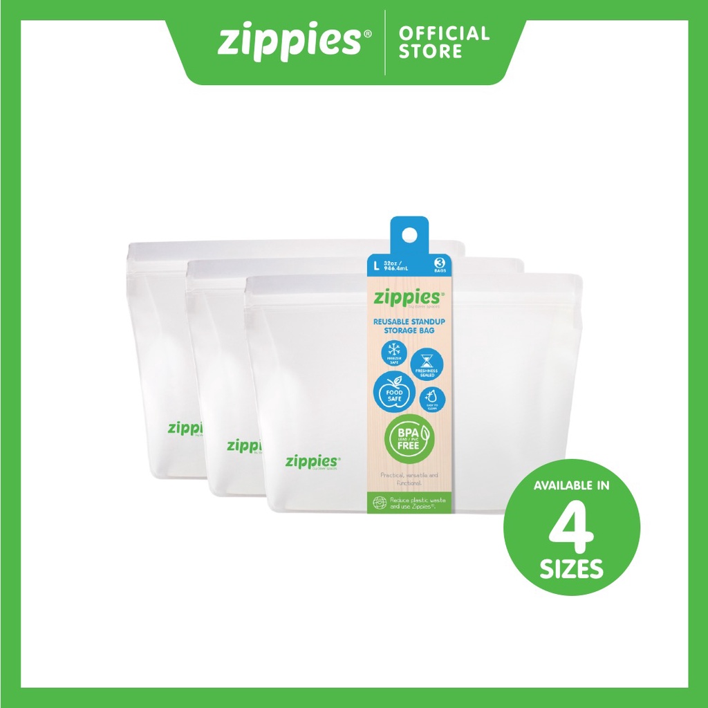 Zippies Reusable Standup Storage Bags PLAIN (Set of 3) | Shopee Philippines
