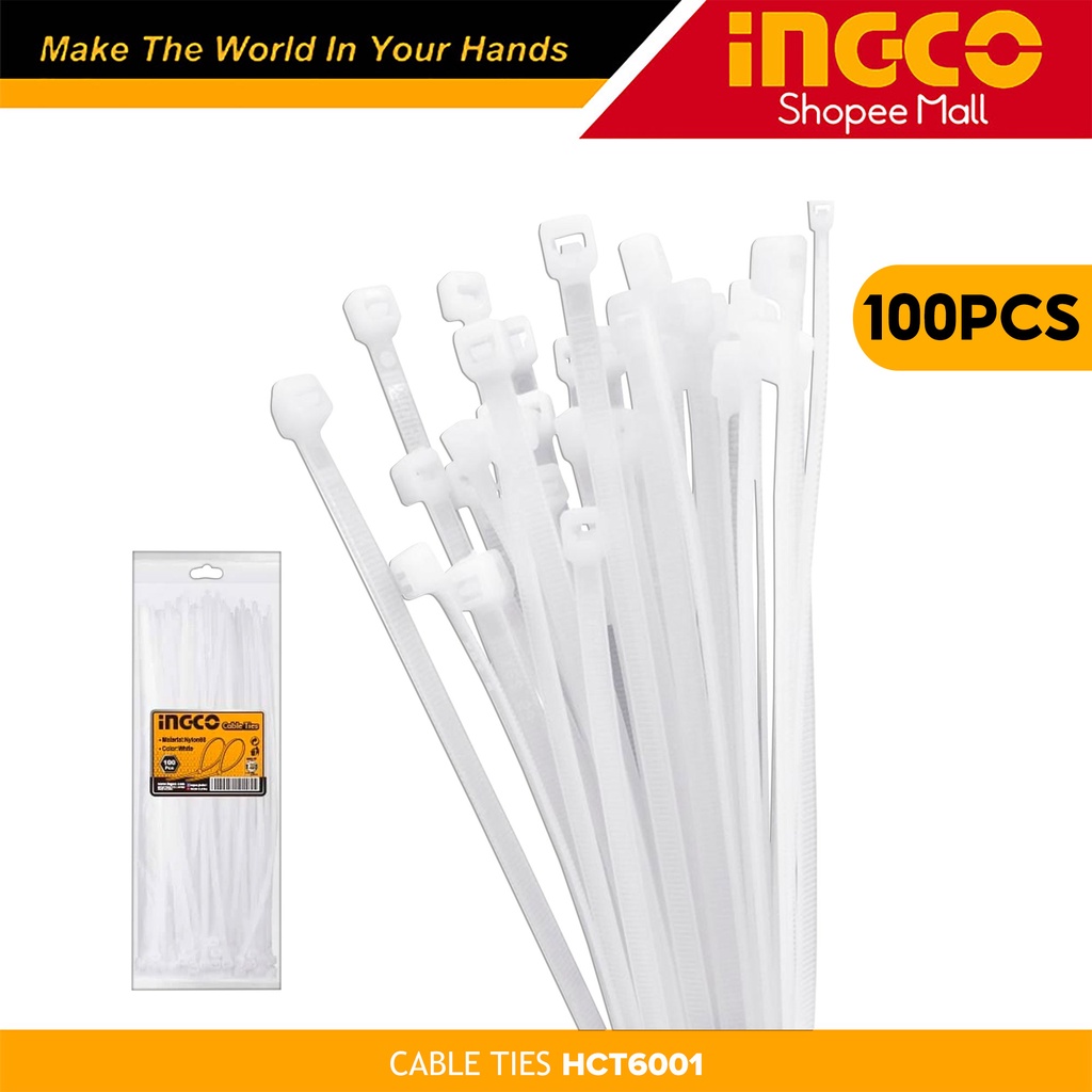 INGCO HCT6001 Nylon Cable Ties 100 PCS/SET _H | Shopee Philippines
