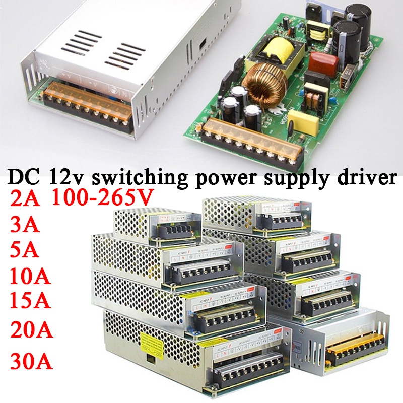 DC 12v 30A/20A/15A/10A/5A switching power supply driver for cctv led light 100-265V | Shopee ...