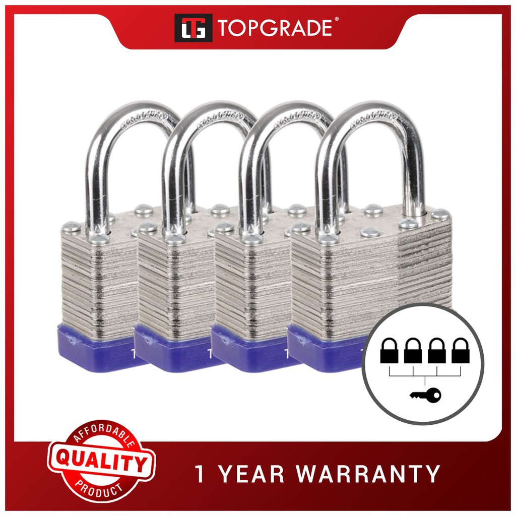 TopGrade Tp5040x4 Ka 4 Pcs Heavy Duty Laminated Lock Short Shackle With ...