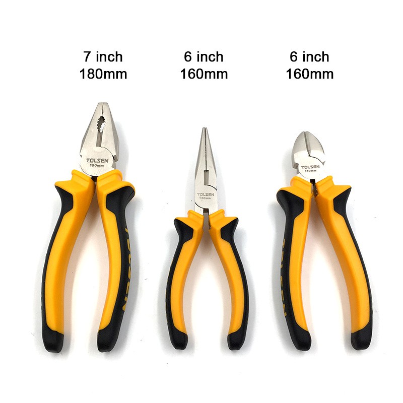 Tolsen 3pcs Plier Set (Combination, Long Nose, Cutting Pliers) 10400 TPR Handle | Shopee Philippines
