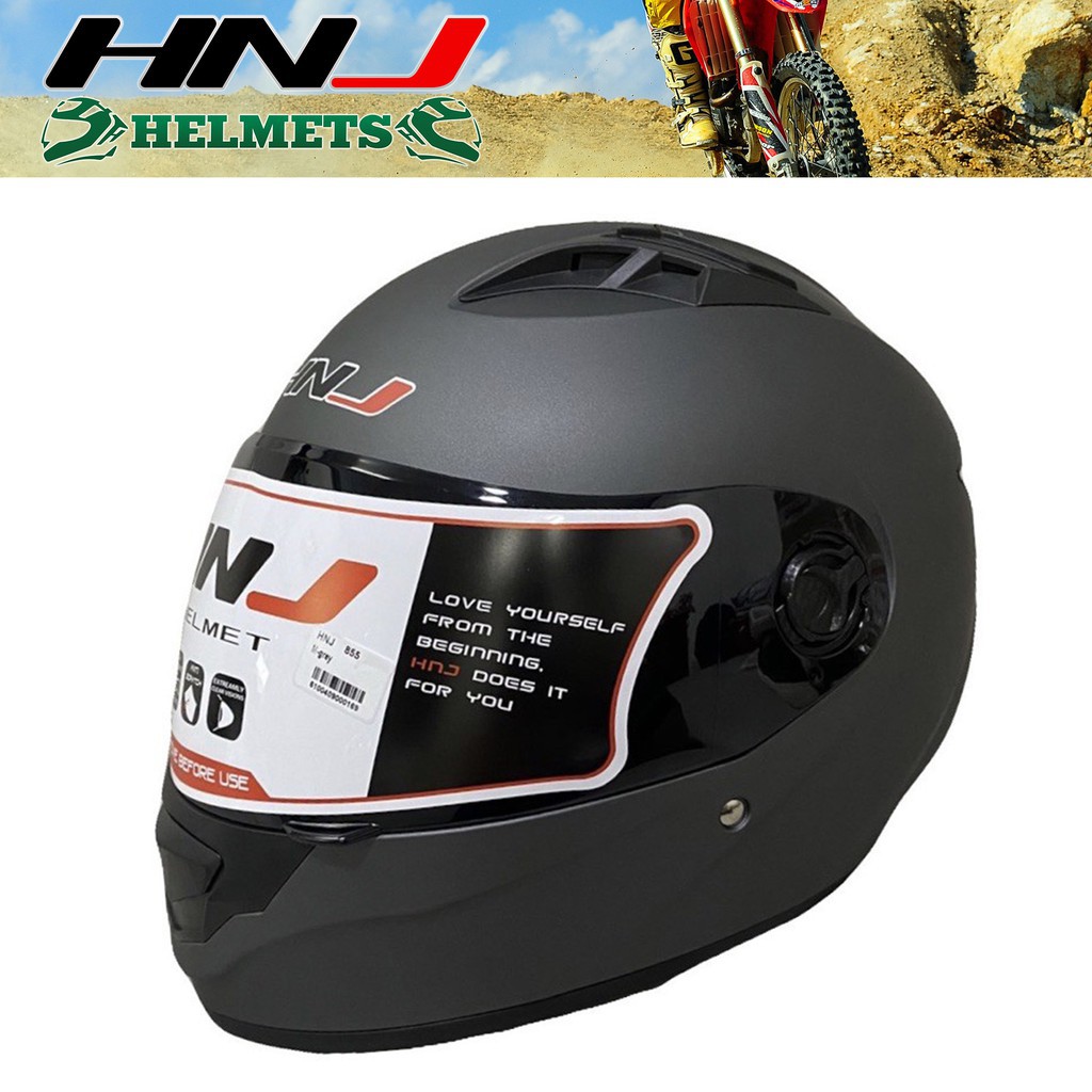 HNJ Full Face 855 Motorcycle Helmet Dark Smoke Visor | Shopee Philippines