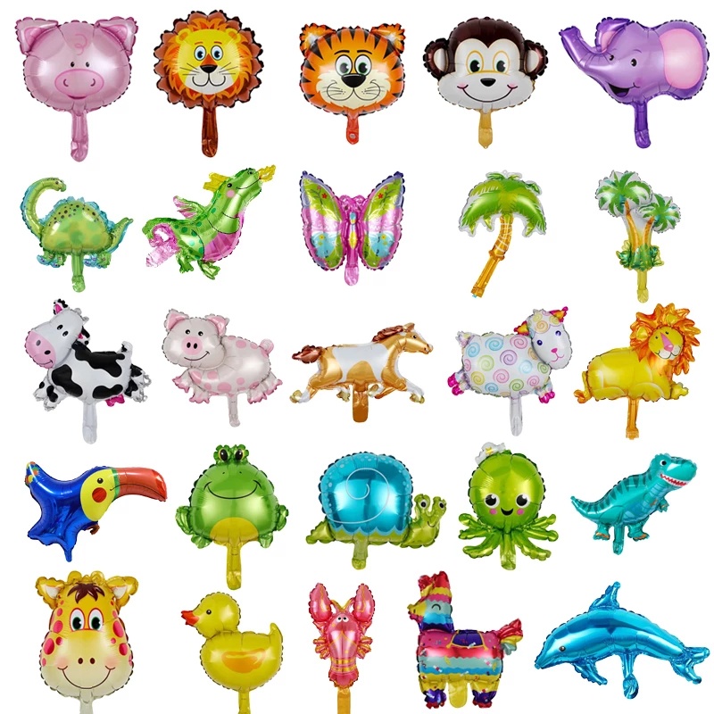 1Pcs MIni Animals Shaped Balloon Lion Cow Pig Horse Cartoon Foil ...