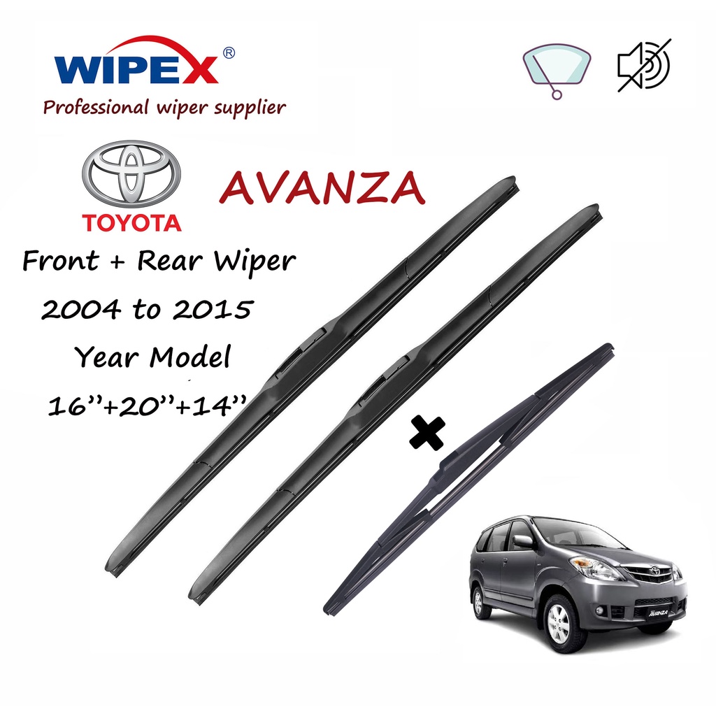 （Wipex Quality)Toyota AVANZA Wiper Blade 16"/20"14"for 2004 to 2015 ...