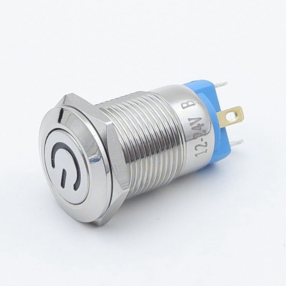 12mm Button with fixation Metal Illuminated Push Button Switch Led 12v ...