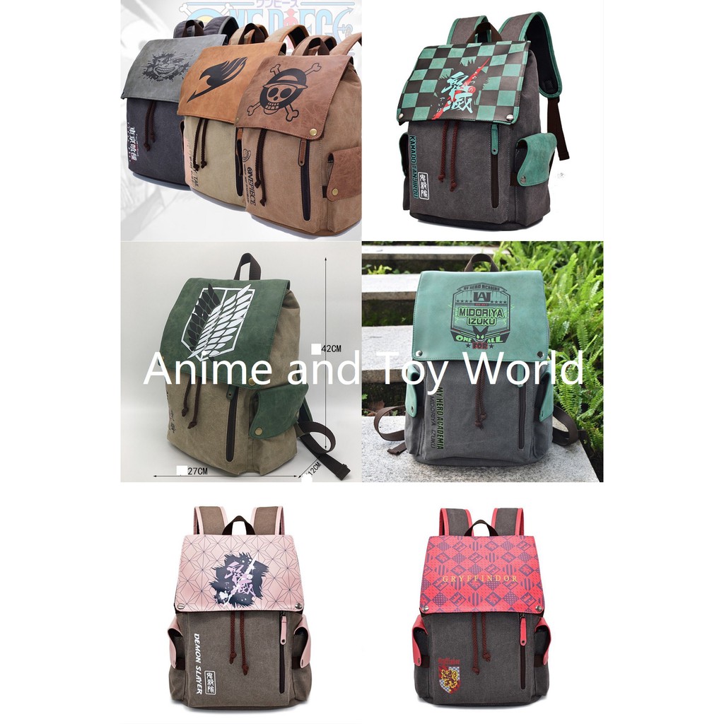 Anime Backpack bag Attack On Titan,One Piece,Demon Slayer,Tokyo Ghoul ...