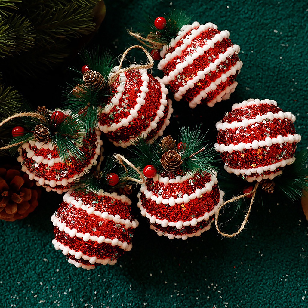 6pcs 8cm Christmas Ornaments Bubble Ball Boxed Pack Durable Beautiful ...