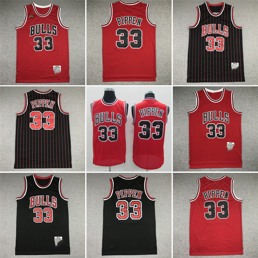 Retro Chicago Bulls 33 Pippen Jersey Embroidery Edition | Shopee ...