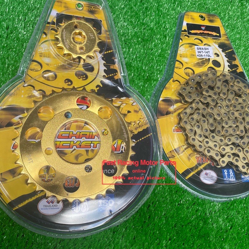 smash raider j motorcycle chain & sprocket set 34/36 Gold | Shopee ...