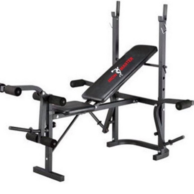 Bench Press Iron Master incline and flat workout / dumbbells & barbell ...