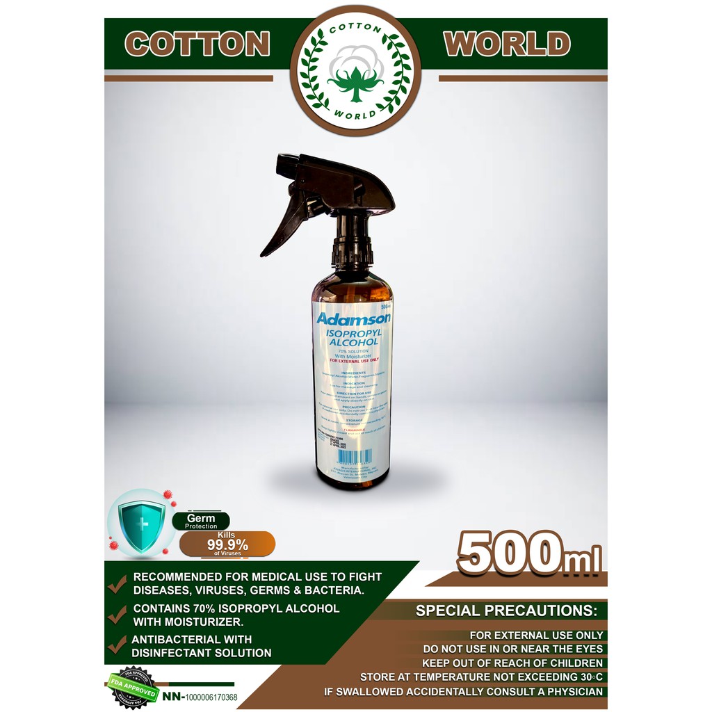 Adamson Isopropyl Alcohol 500 Ml 70% Trigger Spray | Shopee Philippines